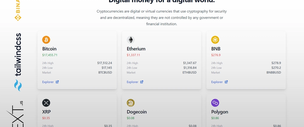 Create A Real Time Crypto Price App With Nextjs Typescript Tailwind Css And Binance Api Dev